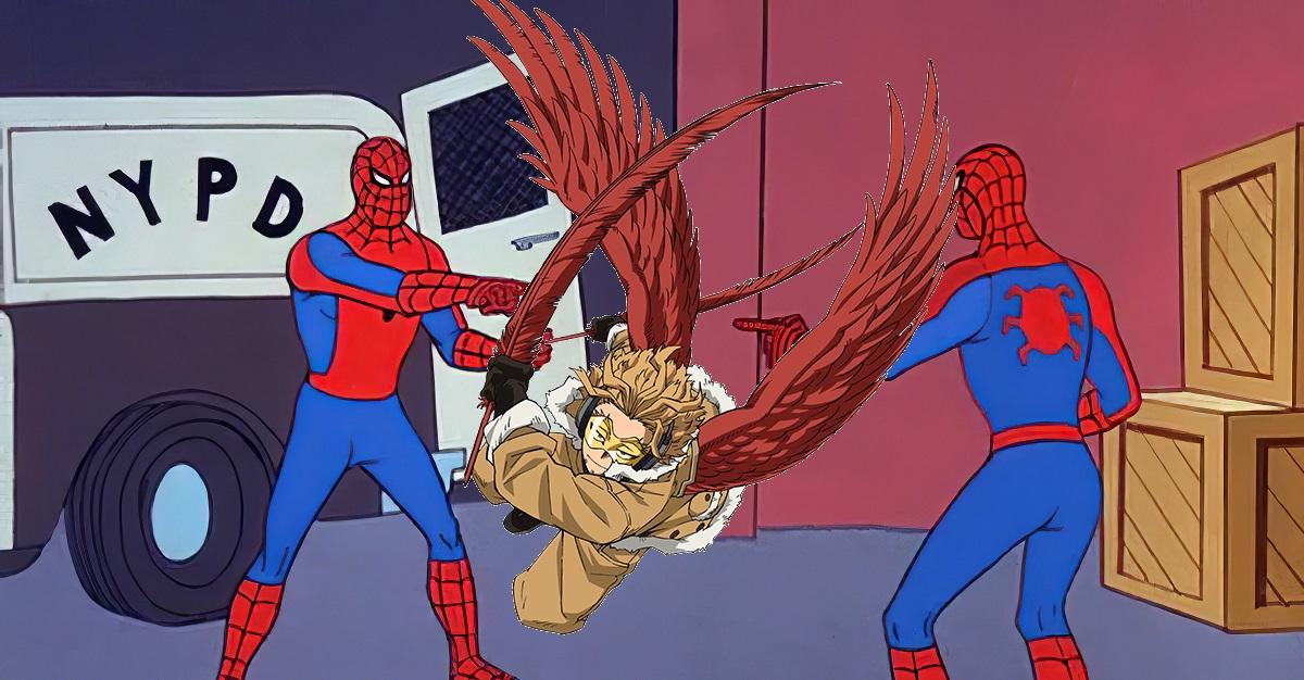 My Hero Academia Cosplay Places Hawks Into A Familiar Spider-Man Meme ...
