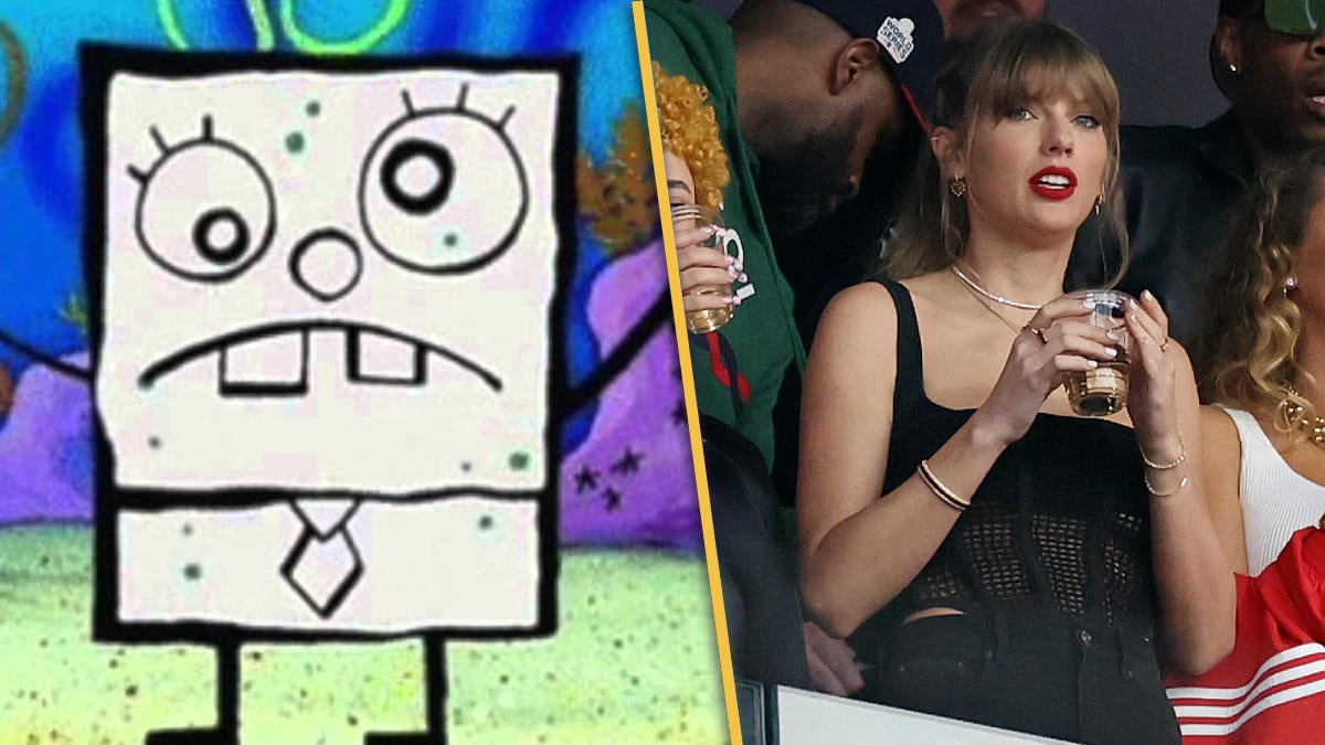 Doodlebob Visits Taylor Swift on Nickelodeon Super Bowl Broadcast ...