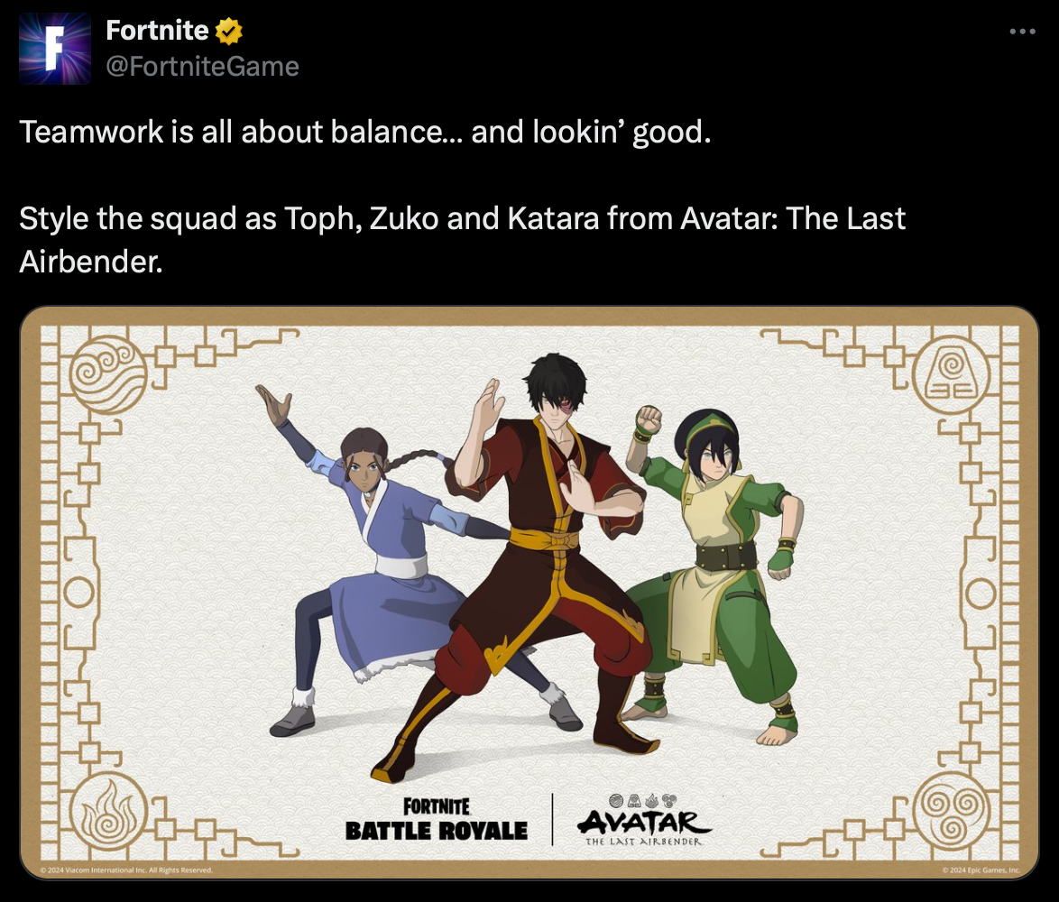 Fortnite Releases New Avatar Skins for Katara, Zuko, and Toph ...