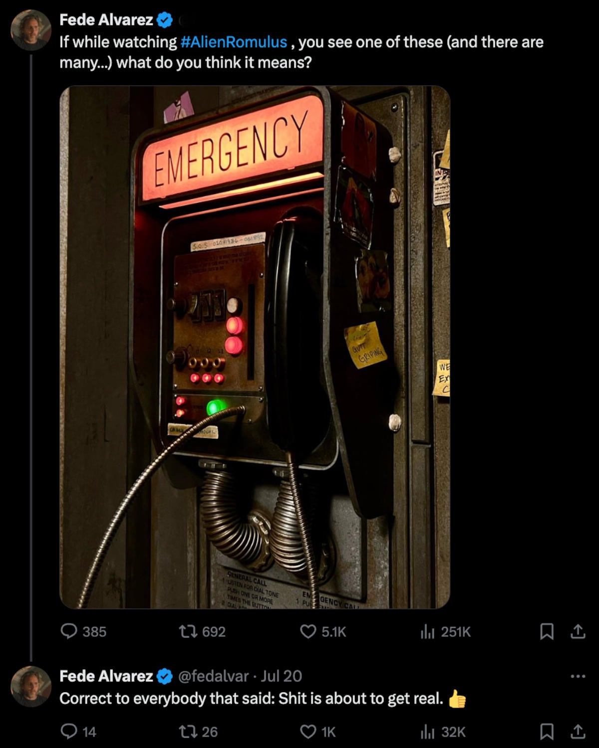 Alien: Romulus Director Fede Alvarez Is Testing Franchise Fans Online ...