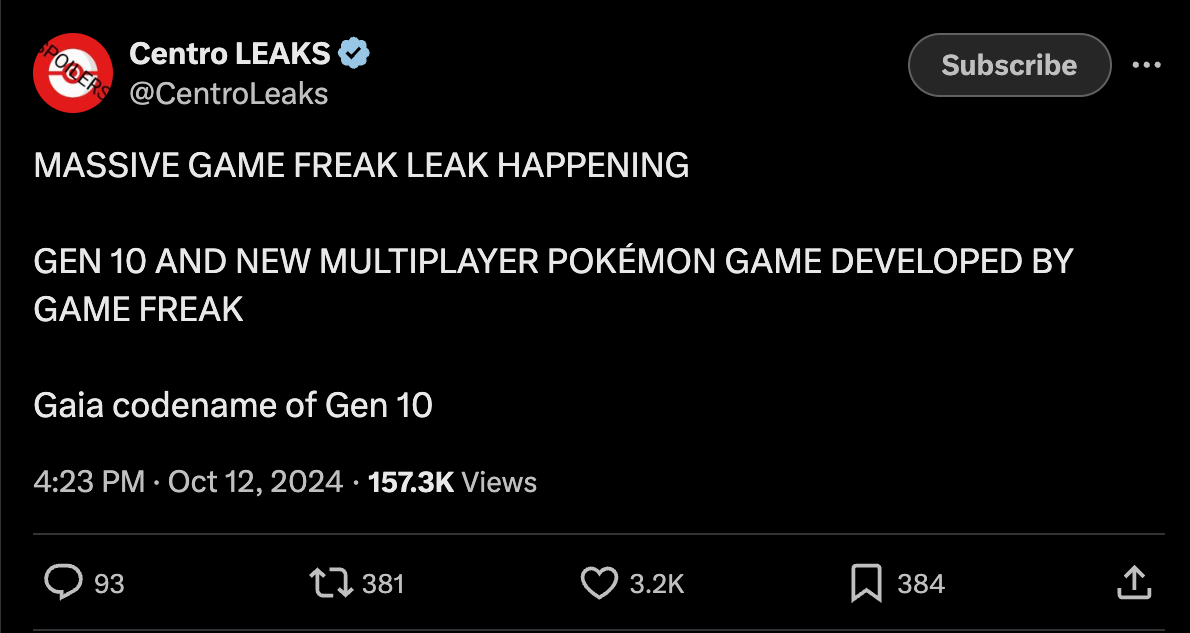 Massive Pokemon Leak Reveals Gen 10 and New MMO