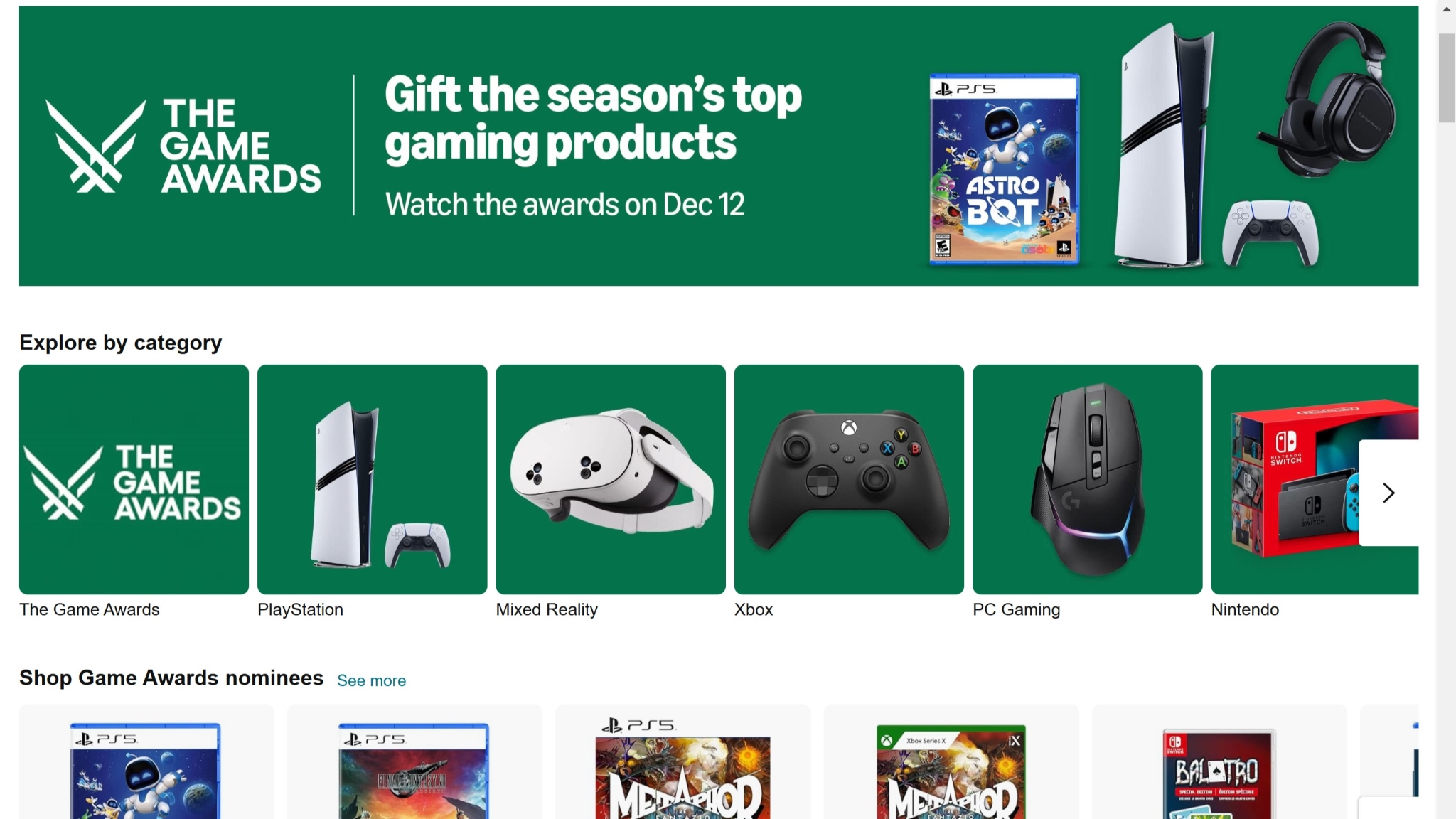 The Game Awards Partners with Amazon for Sales on 2024's Best Games