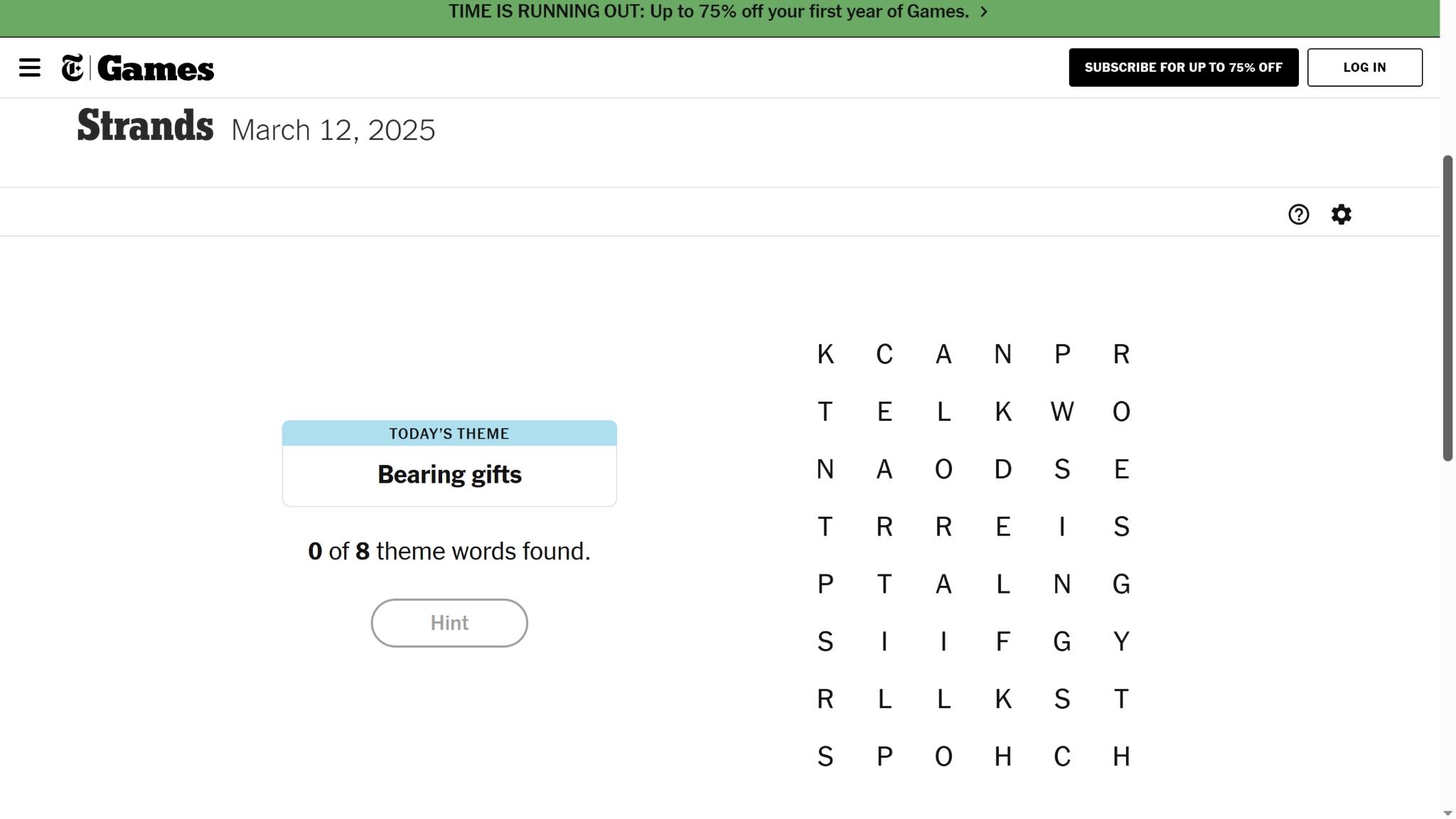 New York Times Strands Answers for March 12th - ComicBook.com