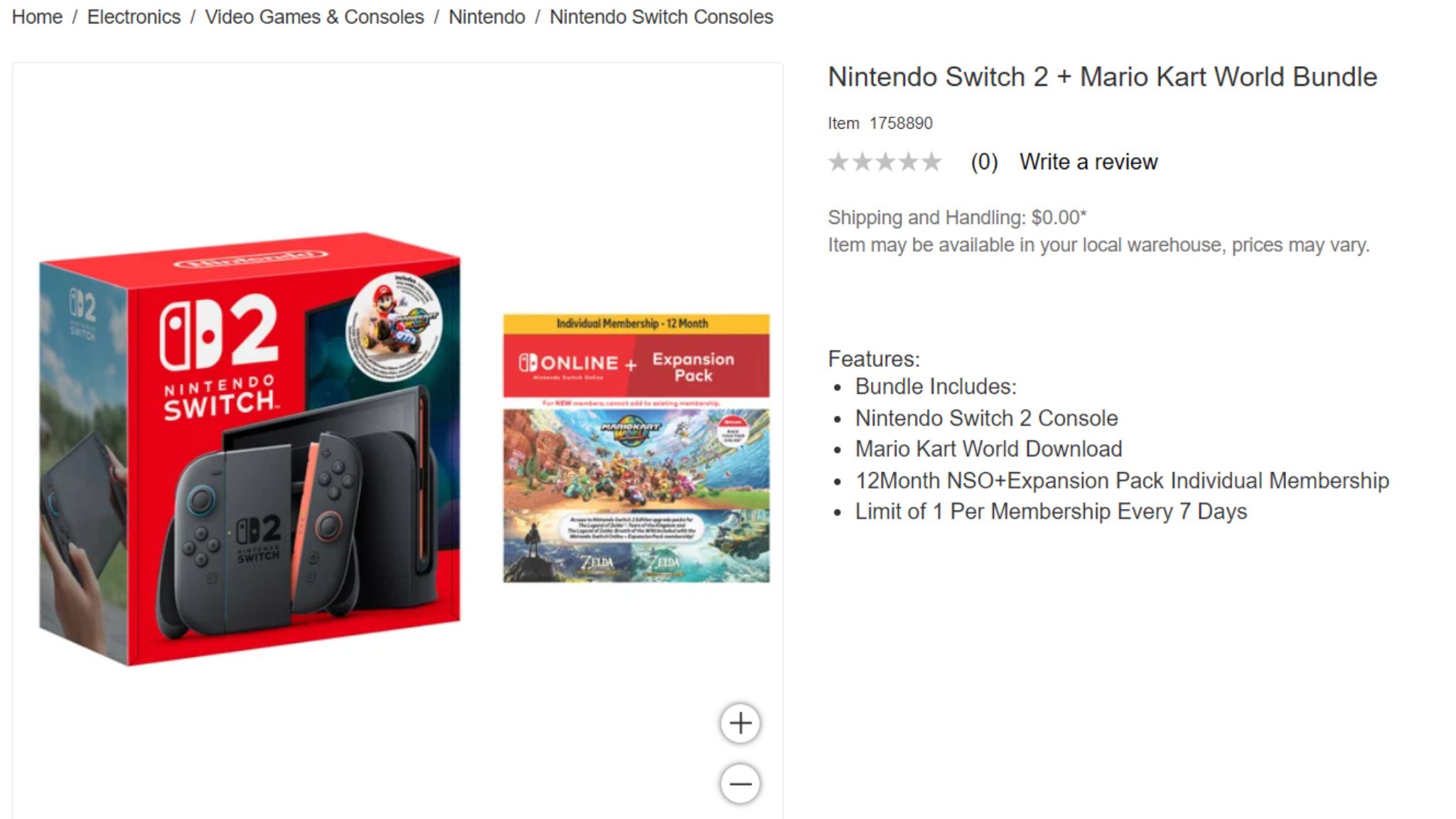 Costco Gets Late Nintendo Switch 2 Listing