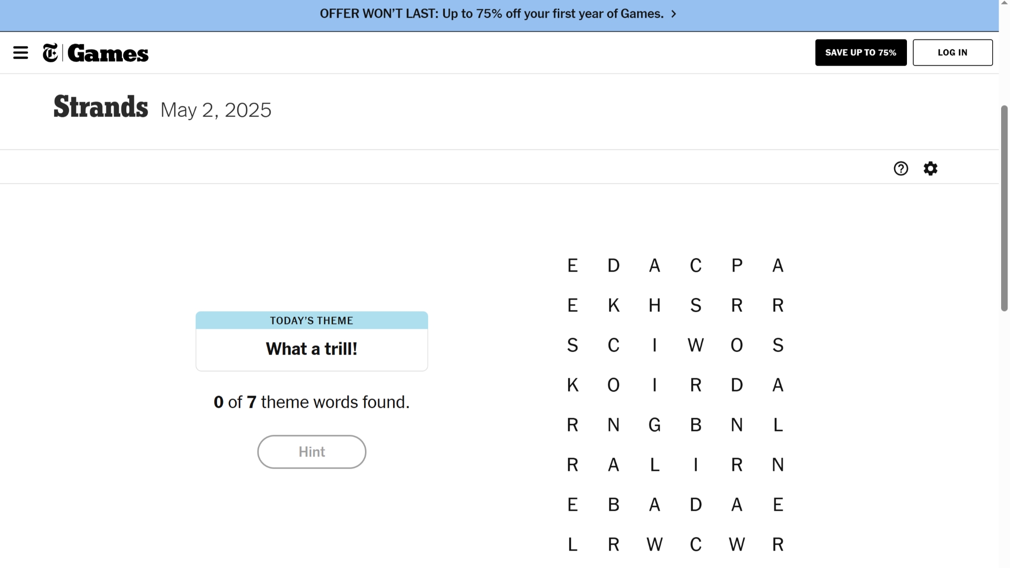 New York Times Strands Answers for May 2nd - ComicBook.com
