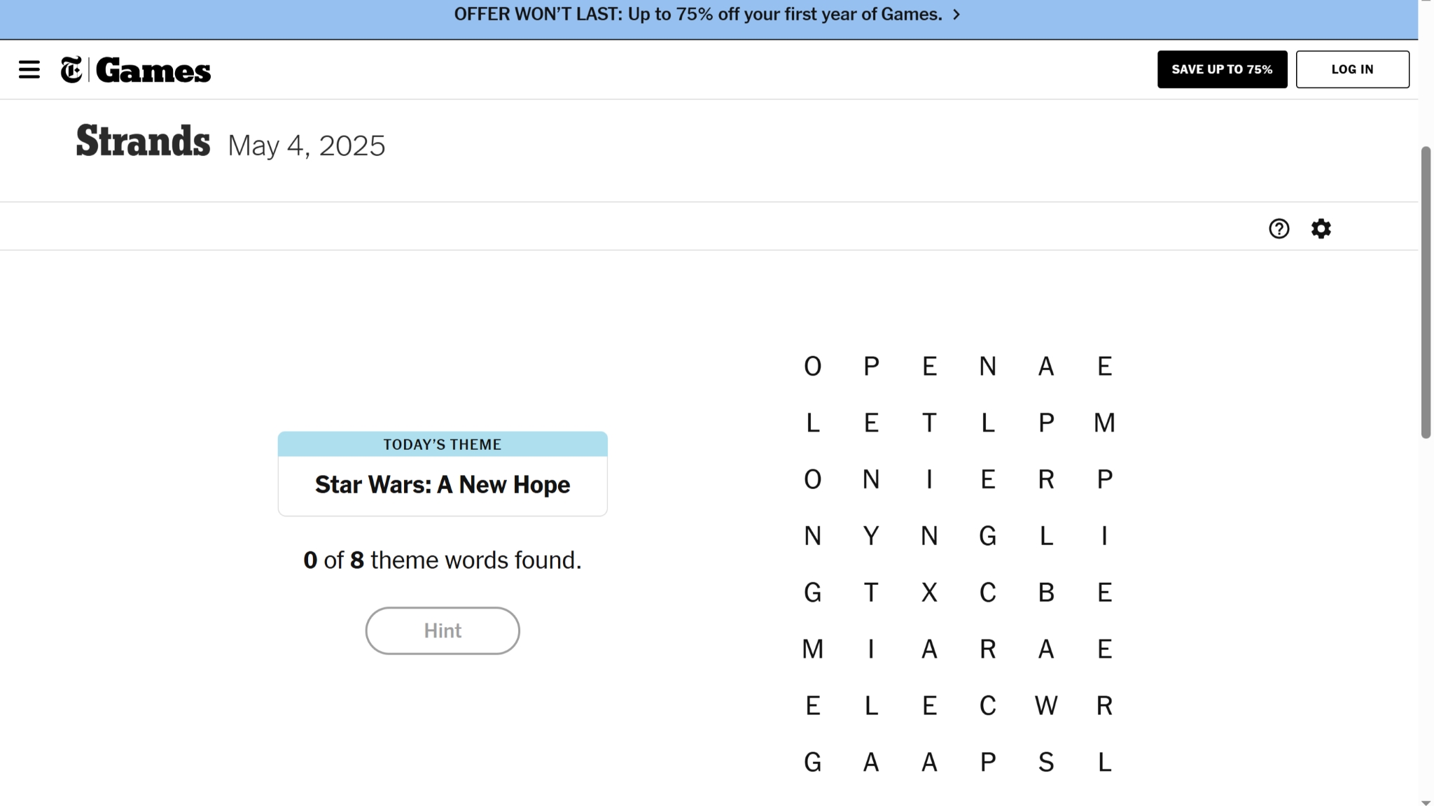 Today's NYT Connections and Strands Celebrate Star Wars Day with Style