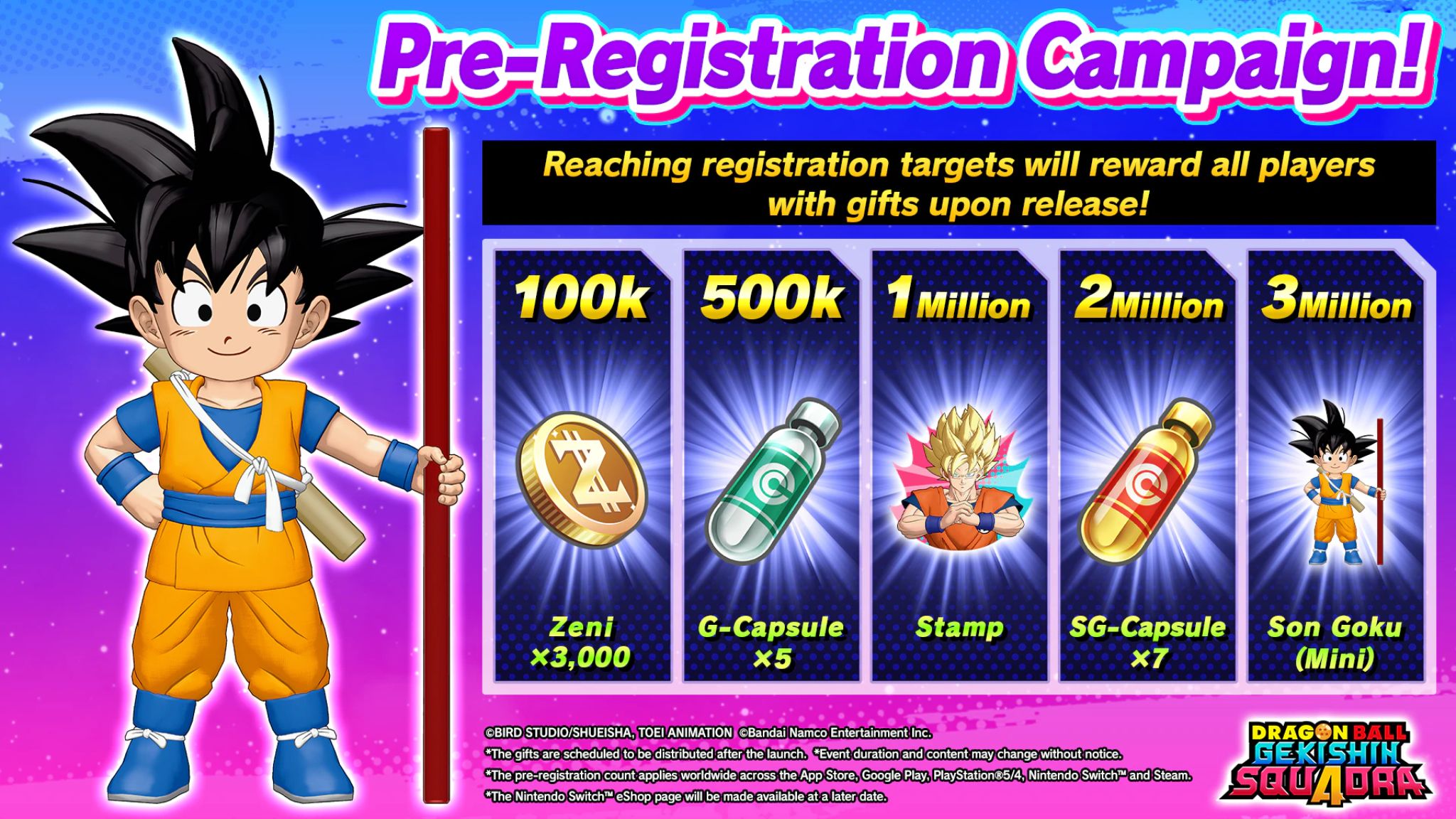 Dragon Ball Gekishin Squadra Launches Pre-Registration Reward Campaign